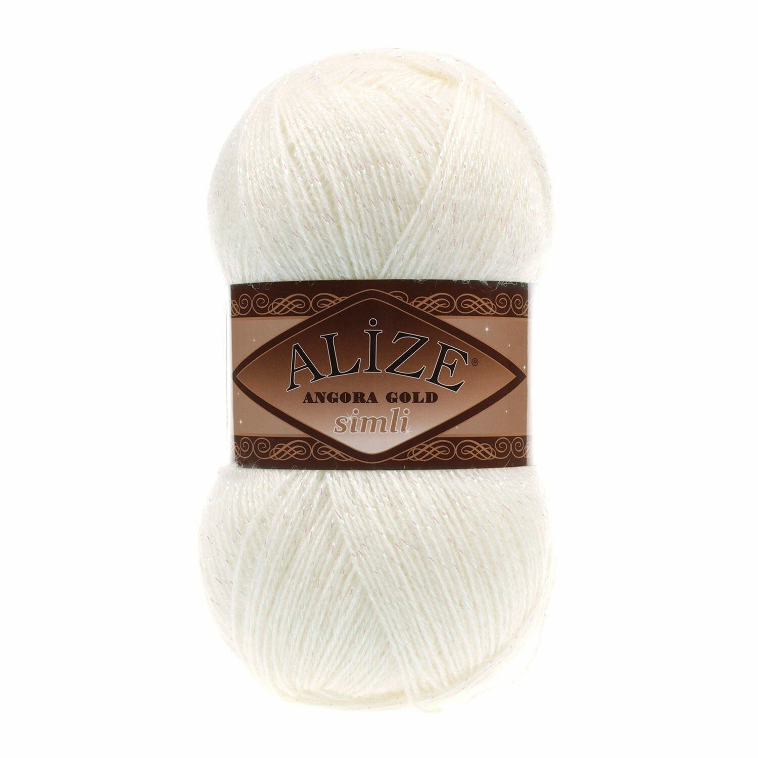 Пряжа для вязания Angora Gold simli Alize 1 моток (500 м, 100 гр), цвет 62 молочный