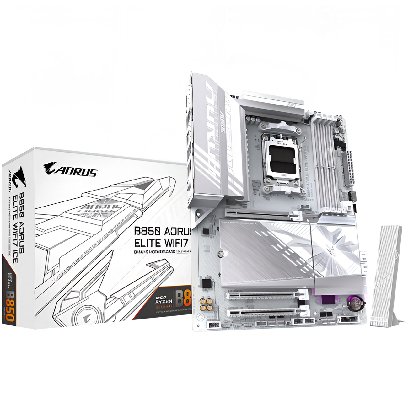 Материнская плата GIGABYTE B850 AORUS ELITE WIFI7 ICE (AM5/AMD B850/4xDDR5/3xPCI-Ex16/3xM.2/SB/WiFi/BT/GLAN/DP/HDMI/ATX)