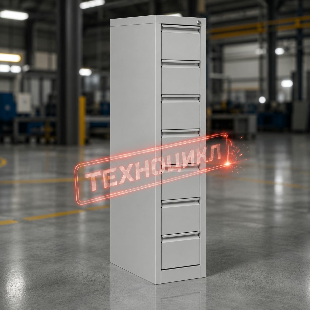 Шкаф картотечный металлический техноцикл ТЦК-КТ-035, 7 ящиков, 310х1370х590 мм, исполнение Премьер