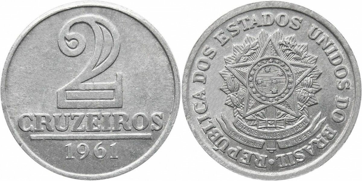 Бразилия 2 крузейро, 1957 - 1961 Звезда XF