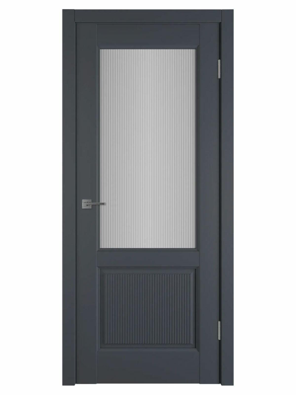 Дверь межкомнатная комплект с коробом и наличниками Элегант 2VR 900*2000 Эмалекс графит (Сатин арт мору)