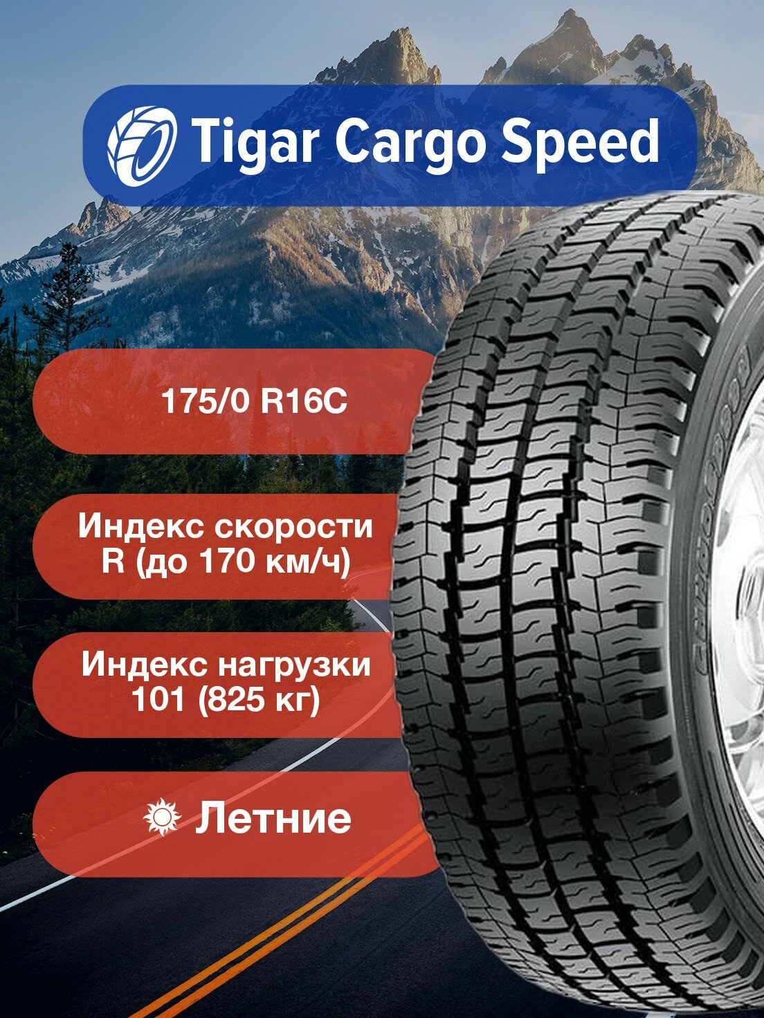 Легковые Летние Шины Tigar Cargo Speed 175 R16С 101/99R- для легковых автомобилей и кроссоверов