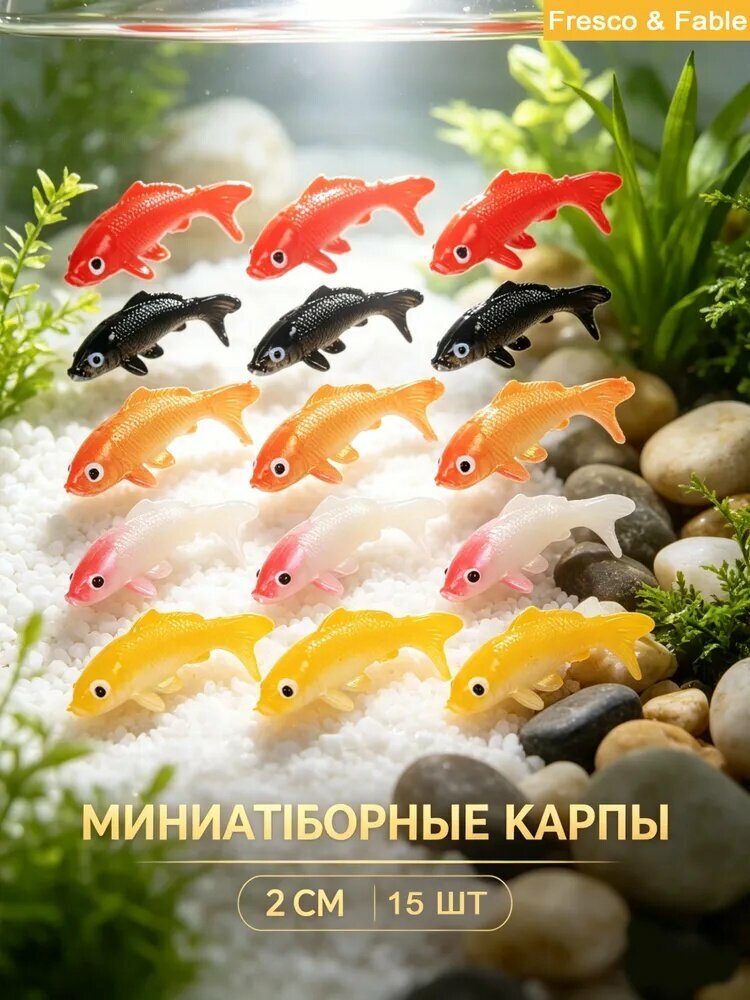 15 Штук Искусственных Рыб, Из ПВХ, Декор для Аквариума