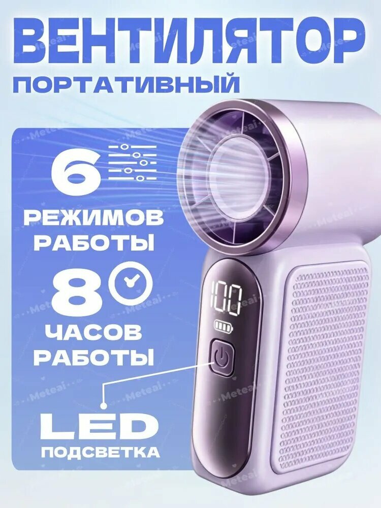Meteai Портативный вентилятор Портативный ручной мини вентилятор, Настольный вентилятор, USB аккумуляторный, подарок для женщин и мужчин, сиреневый
