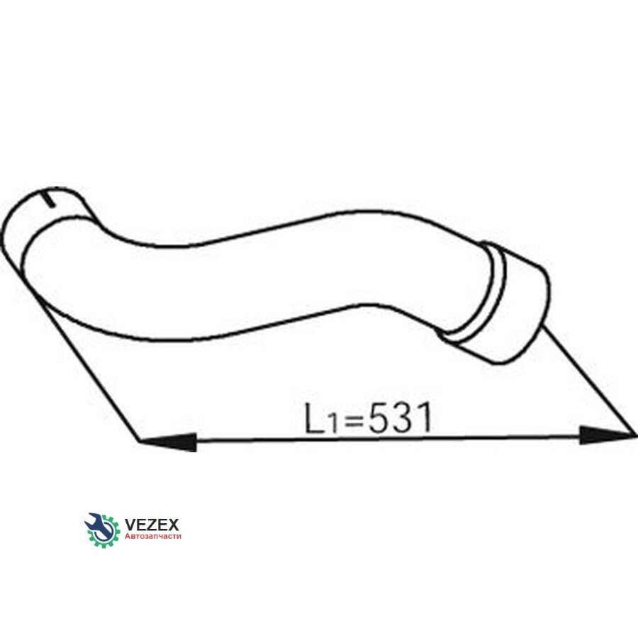 DINEX 54243 труба глушителя! промежуточная к резонатору 2-изг Eco-line, цинк\ MB Axor
