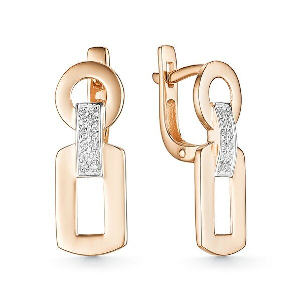 Серьги, красное золото, 585 проба, фианит