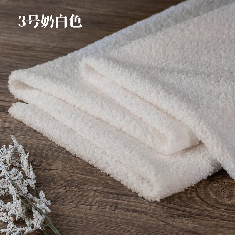 Плюшевая ткань бежево-белая Milk White 3