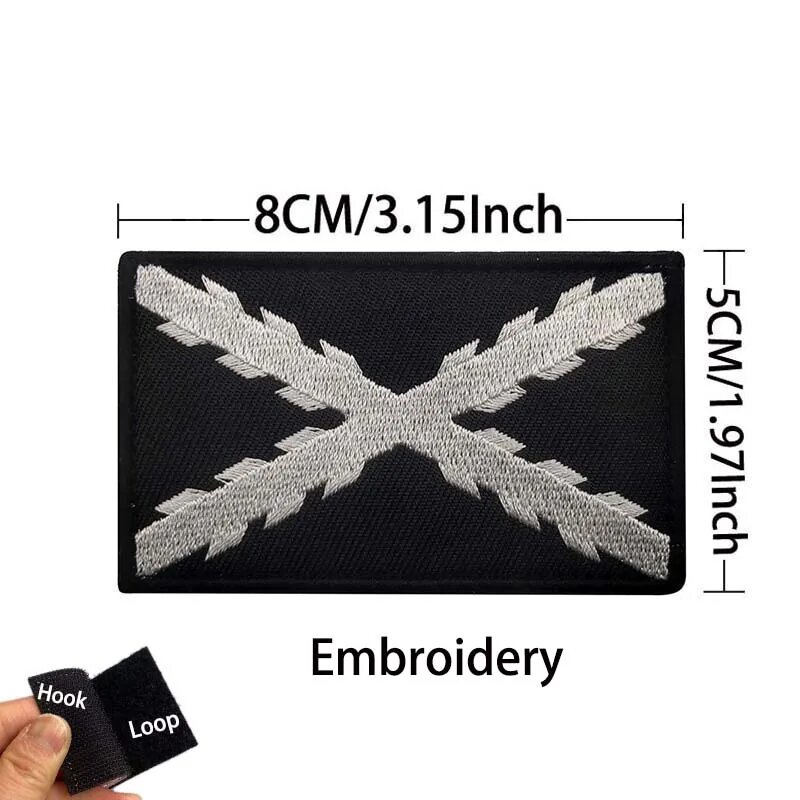 Светоотражающая вышитая нашивка крест Испания HK21 10. Embroidery-B W