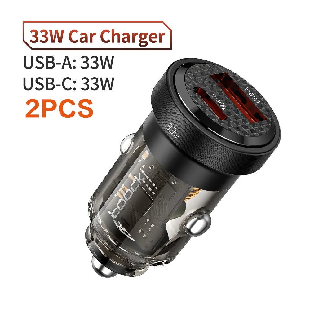 Toocki 33W Автомобильное Зарядное Устройство 2шт Черный USB Type-C