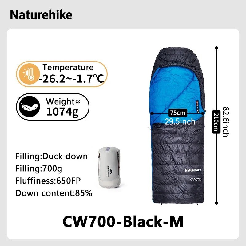Naturehike Спальный Мешок Пуховый Black - M, -26.2~-1.7°C