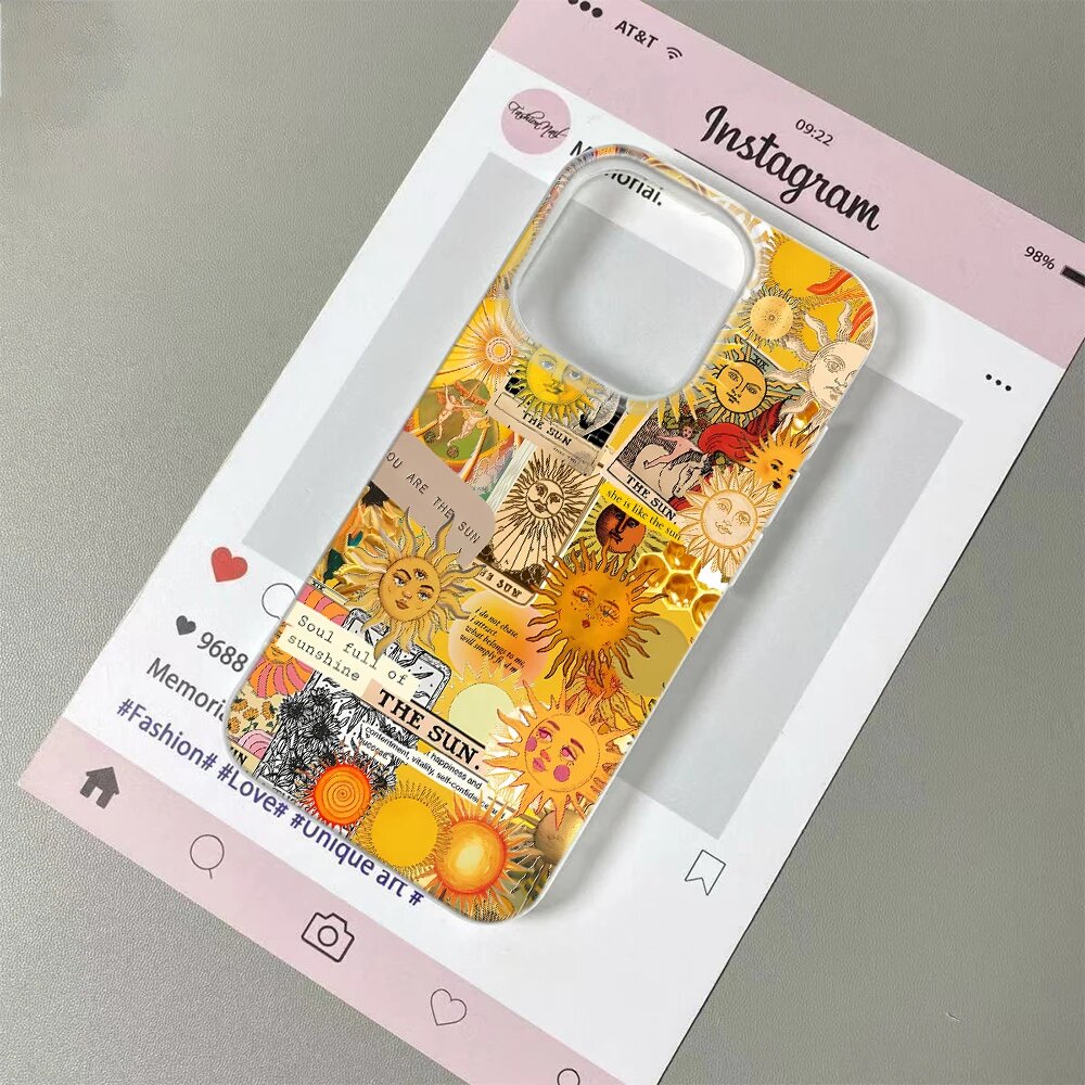 Винтажный чехол для телефона с Таро Солнца для iPhone 17, 16, 15, 14 Plus, Style 1, For iPhone 13