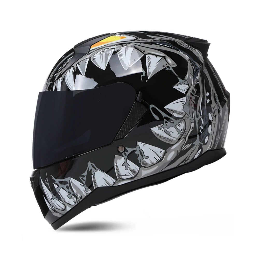 Мотоциклетный шлем анфас с двойной линзой Capacete профессиональный для мужчин и Черный, L, 19