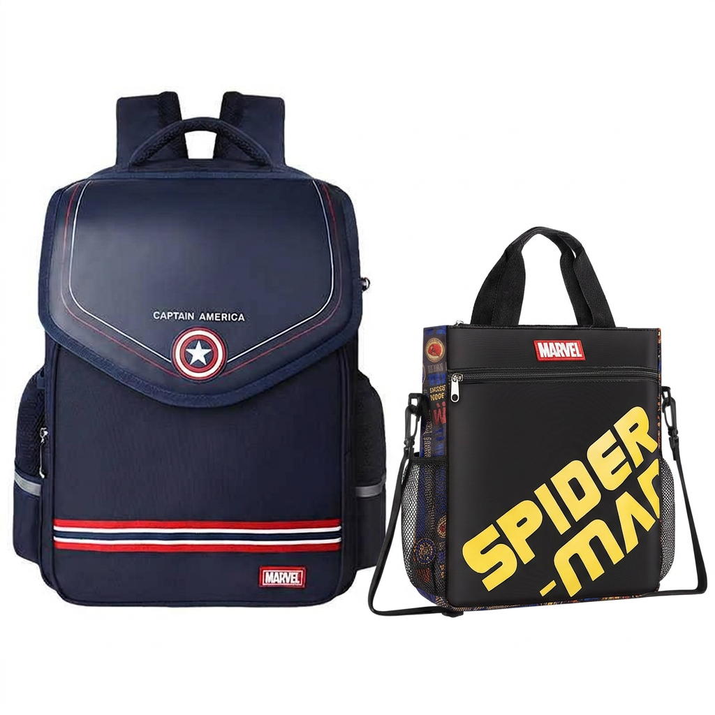 Рюкзак мужской Disney × Marvel из полиэстера и PU-кожи, большой размер, синий, Captain America