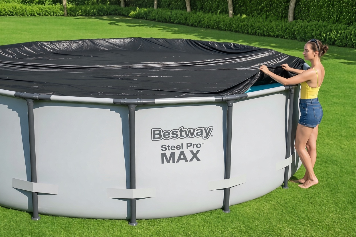 Чехол-тент Bestway 58036 для каркасного бассейна, круглый, ПВХ, черный