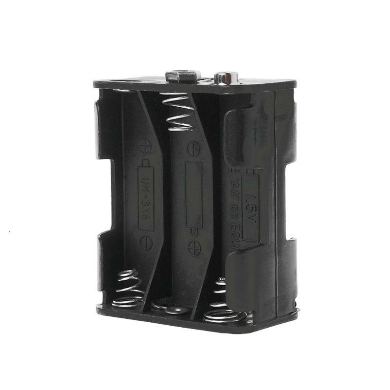 Держатель для 6 батареек AA 1.5V, черный пластик, Черный