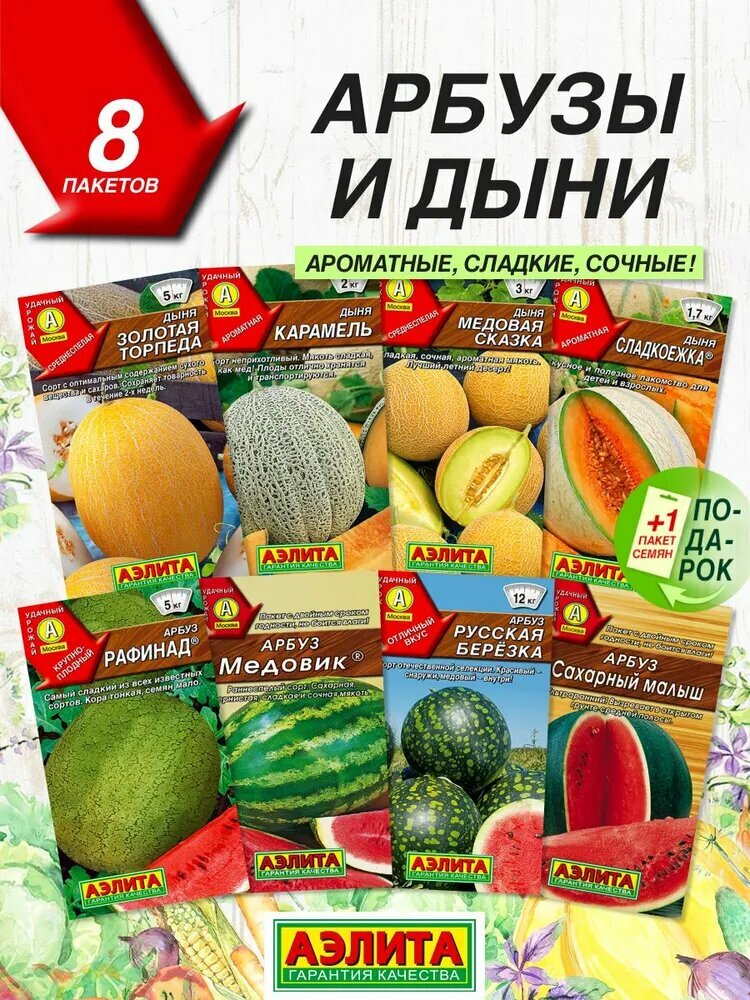 Набор семян Арбузы и Дыни 8 сортов