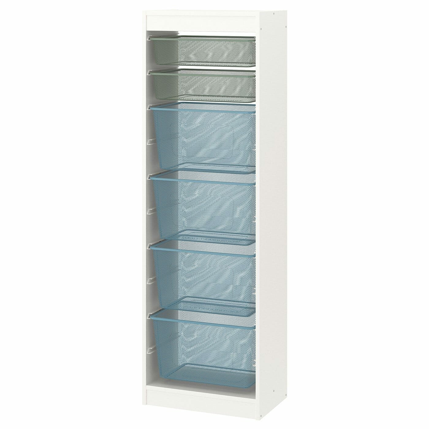 Стеллаж IKEA TROFAST, белый, светло-зеленовато-серый, серо-голубой, 46x30x145 см 195.332.39