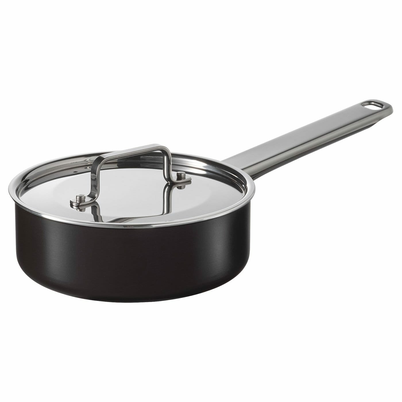 Сотейник IKEA GULDORING с крышкой, 1 л, черно-серый 105.974.81