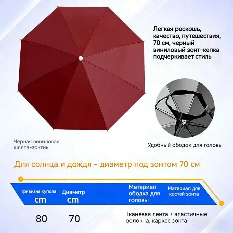 Зонт , бордовый — фото 1