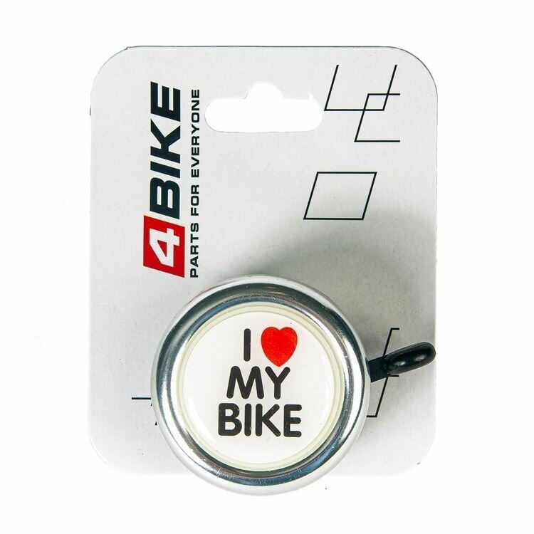 Велозвонок 4BIKE BB3202-Pin алюминий+пластик, D-54мм, серебристый