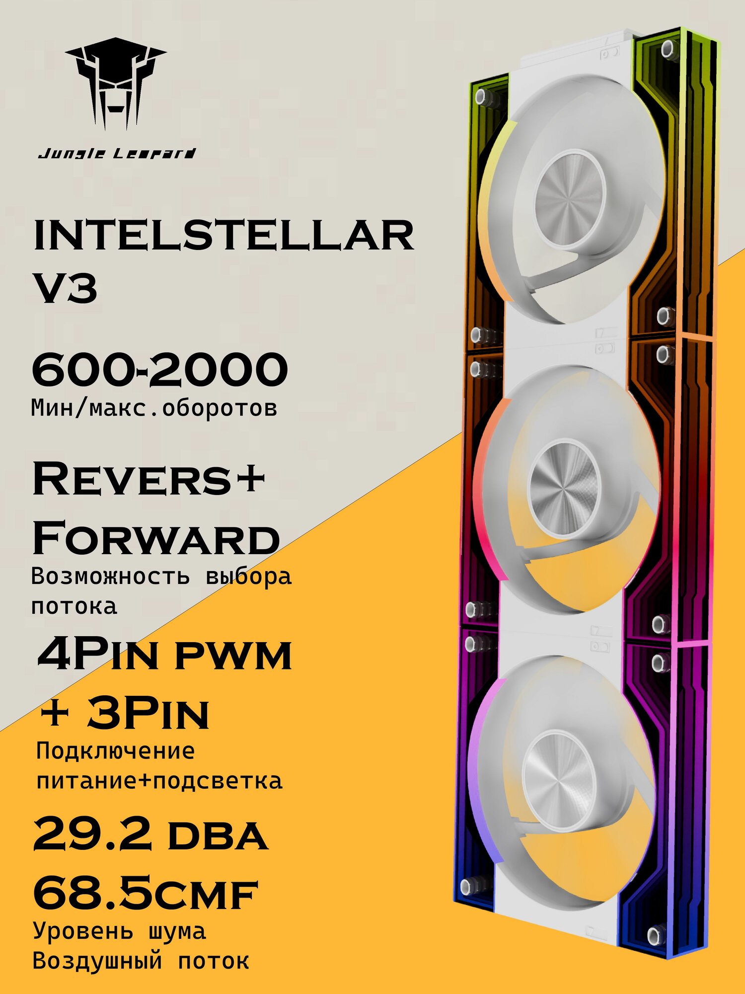 Корпусный вентилятор Jungle Leopard Interstellar V3 120 мм белый Комплект из 3х вентиляторов