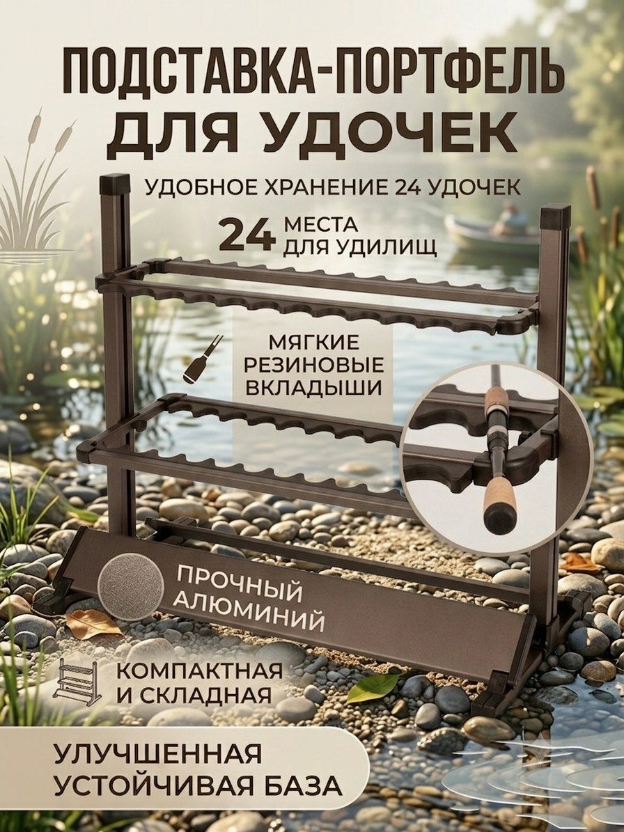 Стойка для хранения удочек на 24 места 71*31*70 см