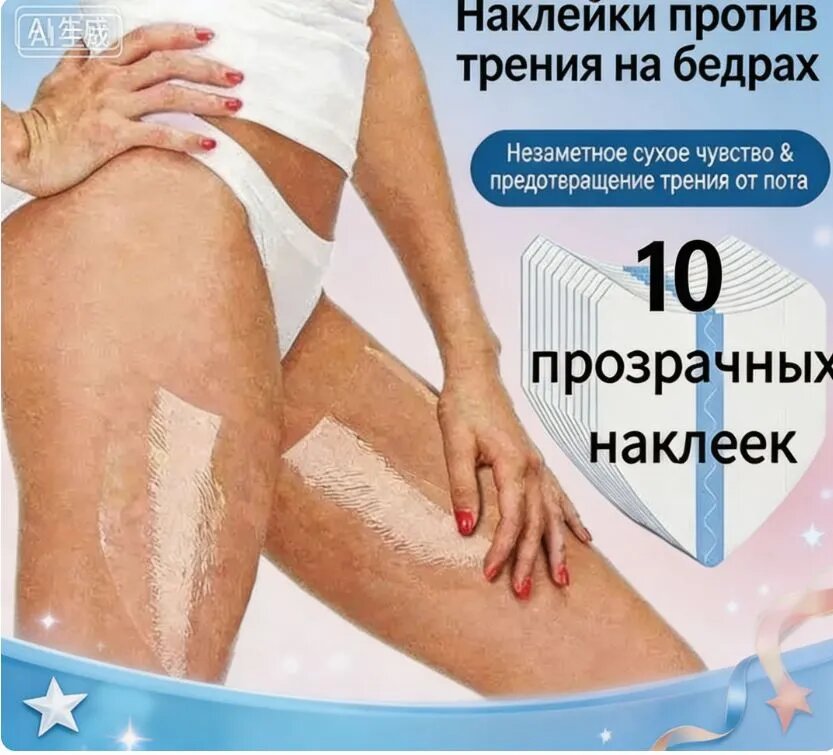 Пластырь от натирания между ног, бандалетки для полных бедер - наклейки патчи, без крема и талька