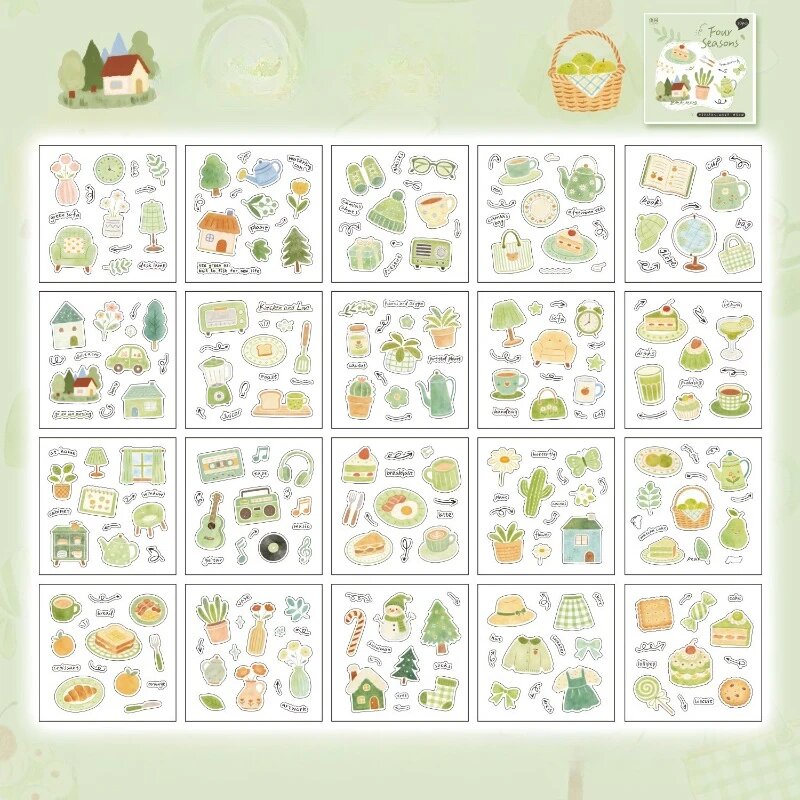 Книга наклеек Kawaii Square Kiss-Cut «Четыре сезона» 2