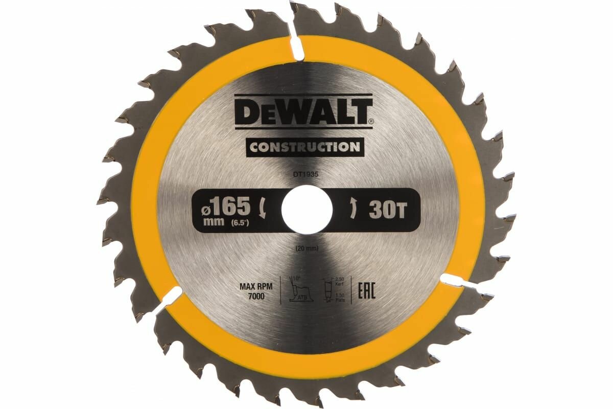 Пильный диск CONSTRUCT (165х20 мм; 30 ATB) DEWALT DT1935