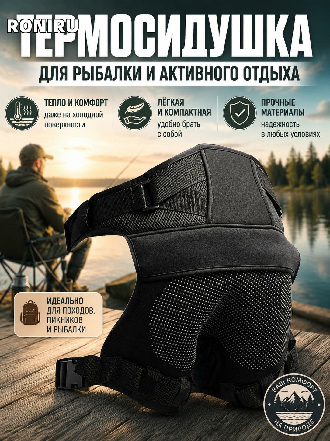 Термосидушка для рыбалки и активного отдыха — компактный и лёгкий коврик с теплоизоляцией для пикника и похода