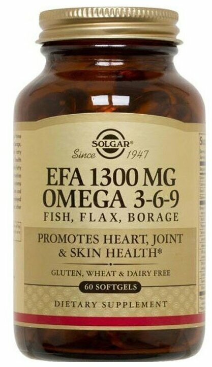Solgar EFA 1300 mg Omega 3-6-9 (Fish, Flax, Borage) 60 softgels