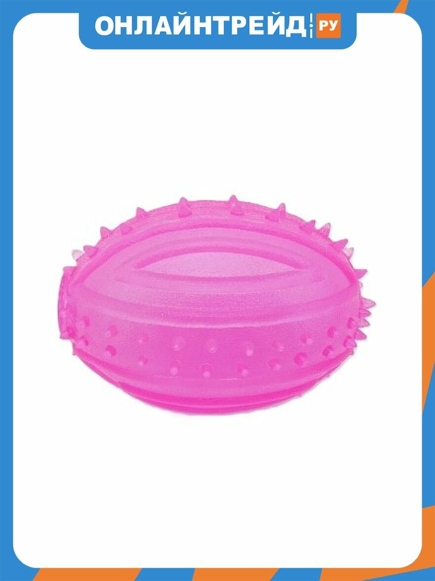 Игрушка для собак Homepet мяч регби с шипами, прозрачный, с пищалкой TPE 8,9 см
