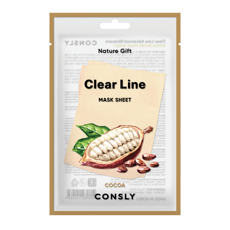 Consly Clear Line Nature Gift Cocoa Mask Sheet Питательная тканевая маска с экстрактом какао