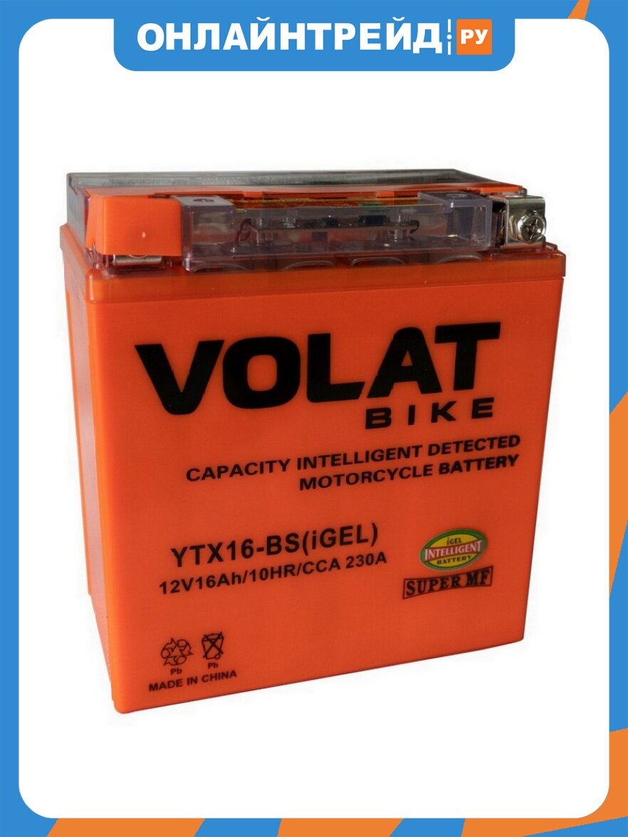 Аккумулятор Volat , 150x87x161, прямая полярность, 16 Ач, YTX16-BS(iGEL)