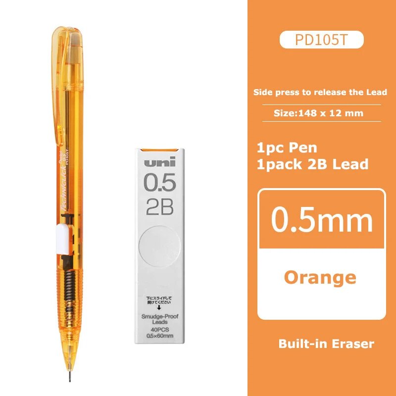 Pentel PD105 механический карандаш Orange W 2B Lead