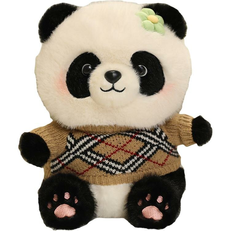 Плюшевая игрушка унисекс YILEXIONG, успокаивающие куклы Панда, Brown Sweater, 35CM EU