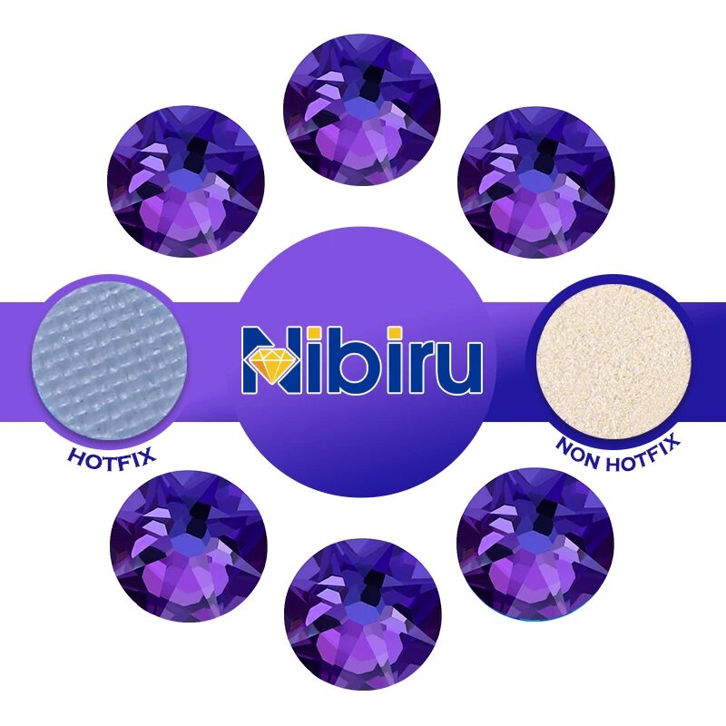 Стразы Nibiru 2088 Purple Series без термофиксации и SS30-288Pcs, Фиолетовый, Hotfix, Purple Velvet