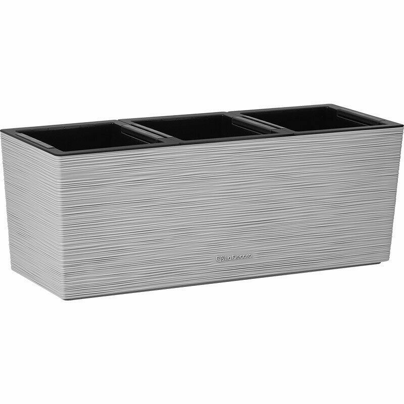 Кашпо балконное трио "La Decoro" серый жемчуг/черный арт. КШ-2355, 50 см, 3x2.7 л