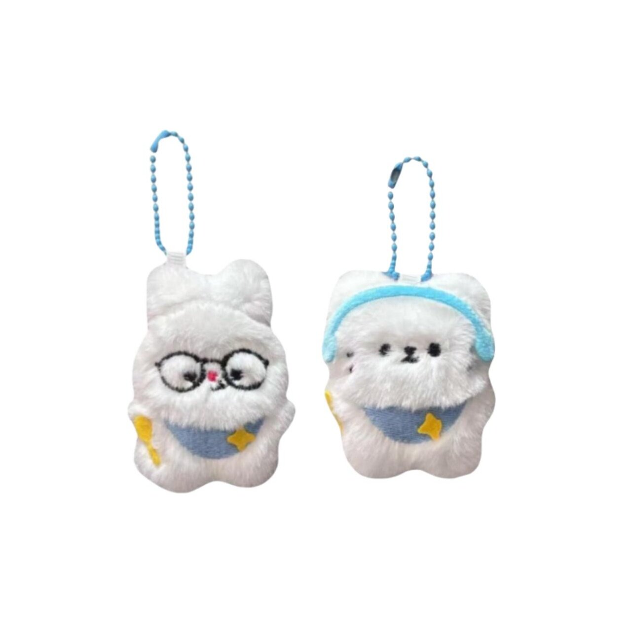 **Плюшевая подвеска унисекс KUNYACHONG Милый Кот Заяц Пищащая, Glass Bunny+Headphone Kitten, 8.5CM EU**