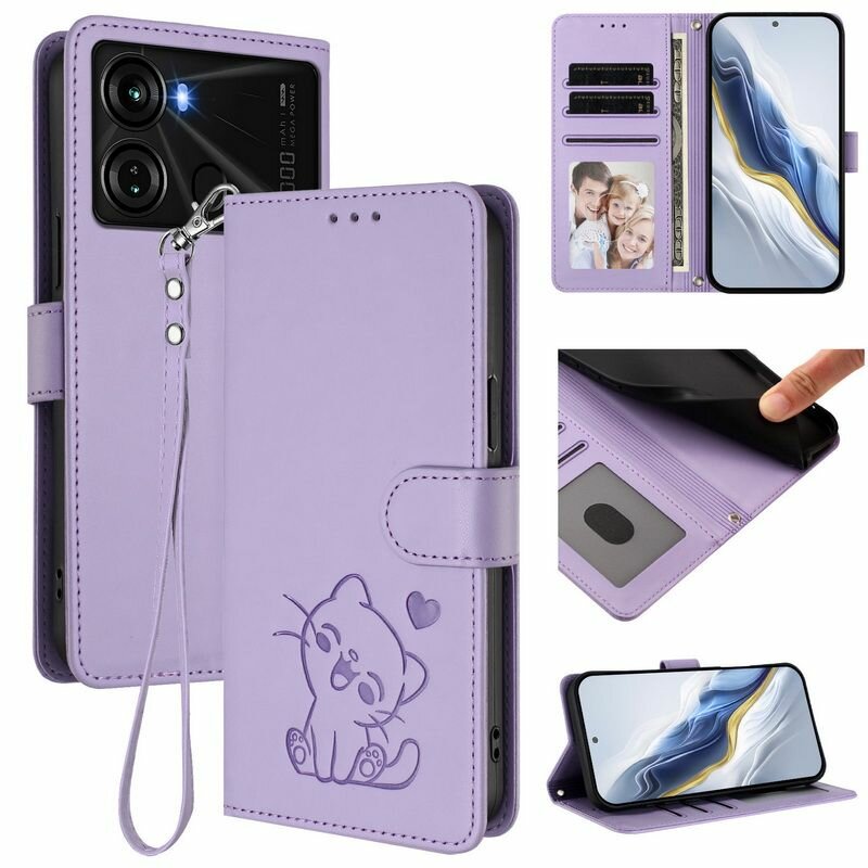 Чехол книжка для Ител П40 ( Itel P40 ) кожаный с магнитной застежкой, с функцией подставки, коротким шнурком