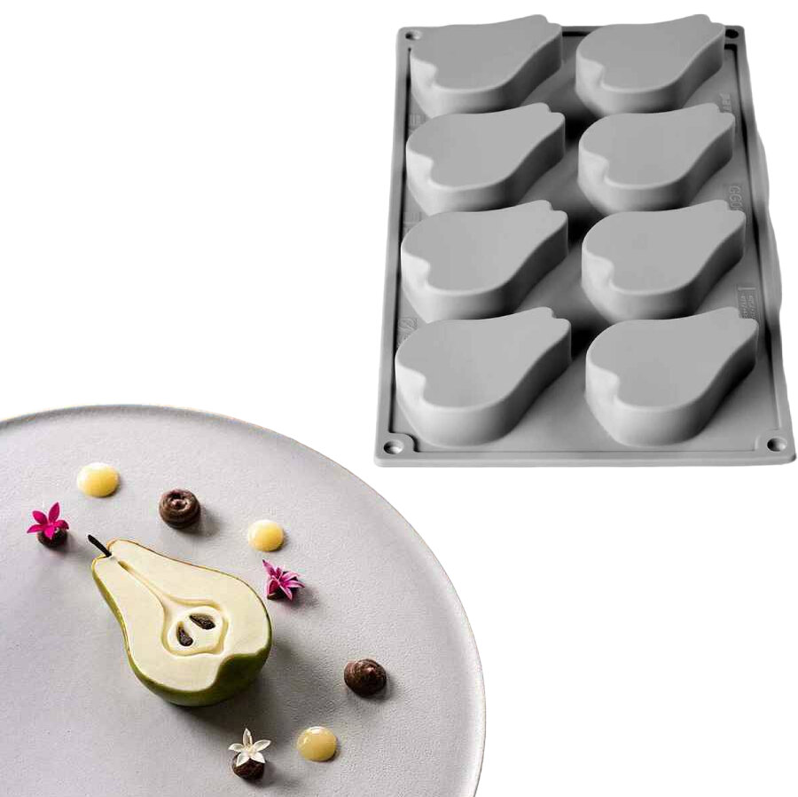 Форма силиконовая половинка груши Gourmand (h 22 мм, 300 мм, 175 мм, яч 8, 50 мл, 75 мм, 54 мм) упак. 1 шт.