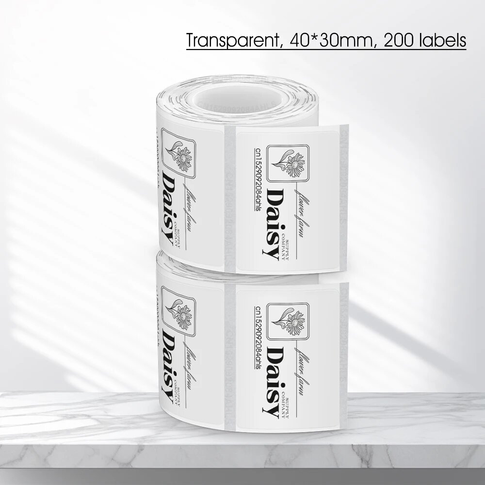 Этикетки прозрачные 40x30mm, 200 шт