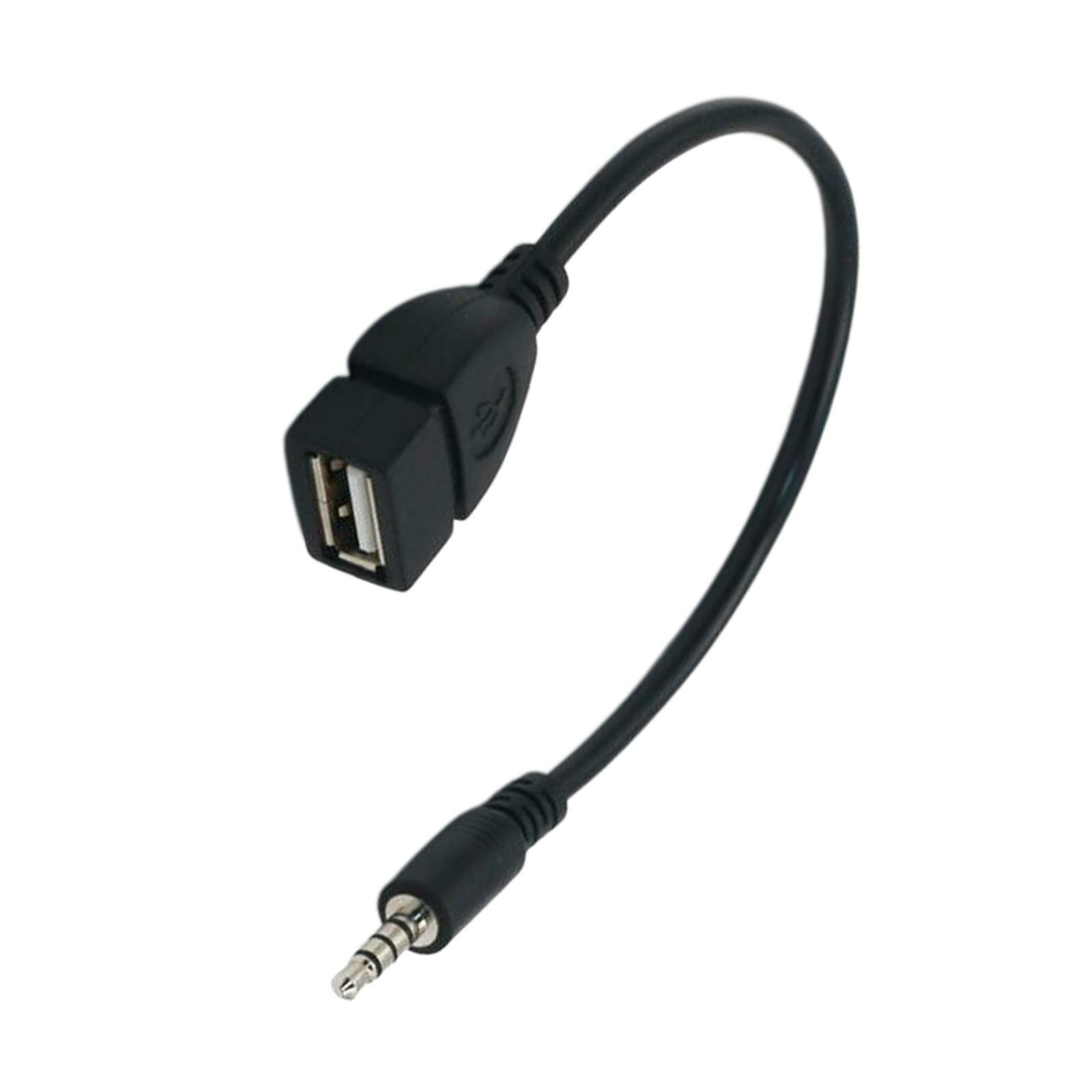 Черный 3,5-мм аудиокабель AUX «папа» — USB «мама» OTG.