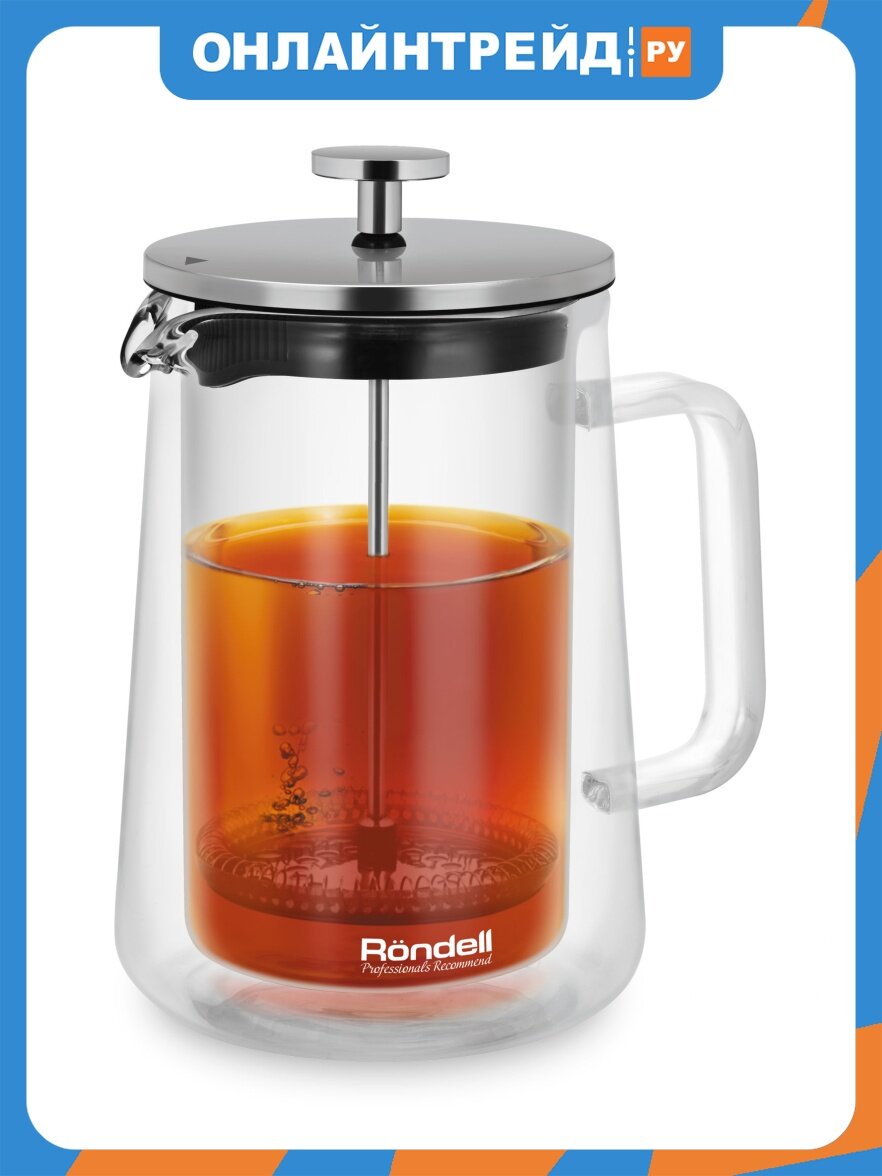 Френч-пресс Rondell Eletto RDS-1824, 1л, прозрачный