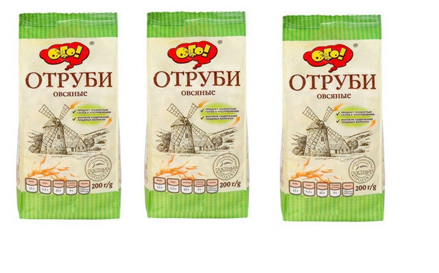 Ого! Отруби, Овсяные, 200г, 3 шт