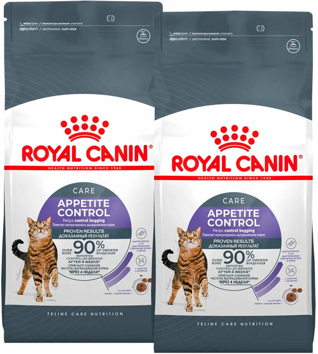 ROYAL CANIN APPETITE CONTROL CARE диетический для взрослых кошек контроль выпрашивания корма (0,4 + 0,4 кг)