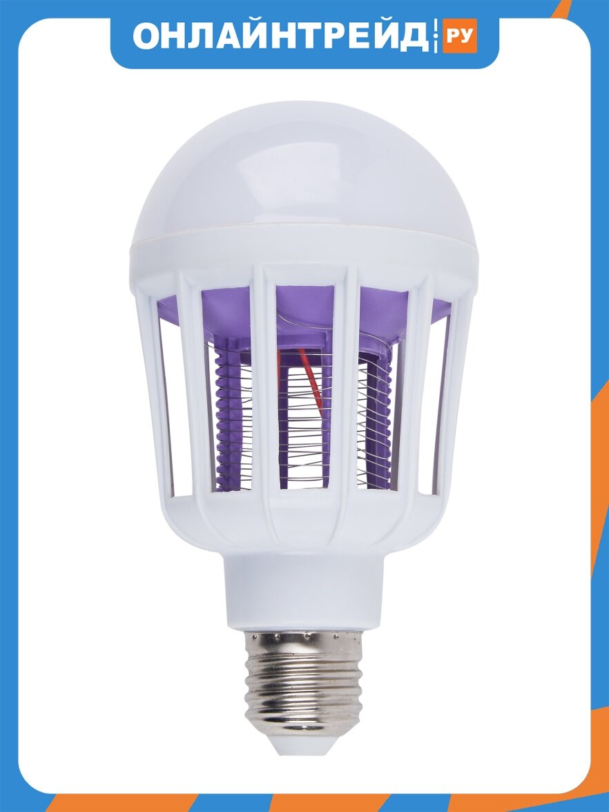 Лампа-ловушка Volpe LED-А75-10W/6500К/E27/FR/MKL для летающих насекомых