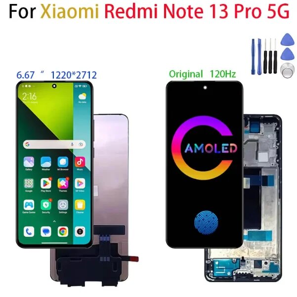 Оригинальный 6,67 "AMOLED для Xiaomi Redmi Note 13 Pro Note 13 Pro 5G ЖК-дисплей с Purple with frame