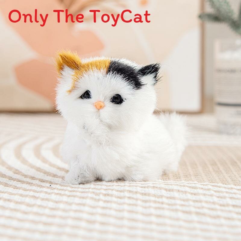 Toy duckhead cute cat doll for kids playroom decor with fur and plastic structure, white