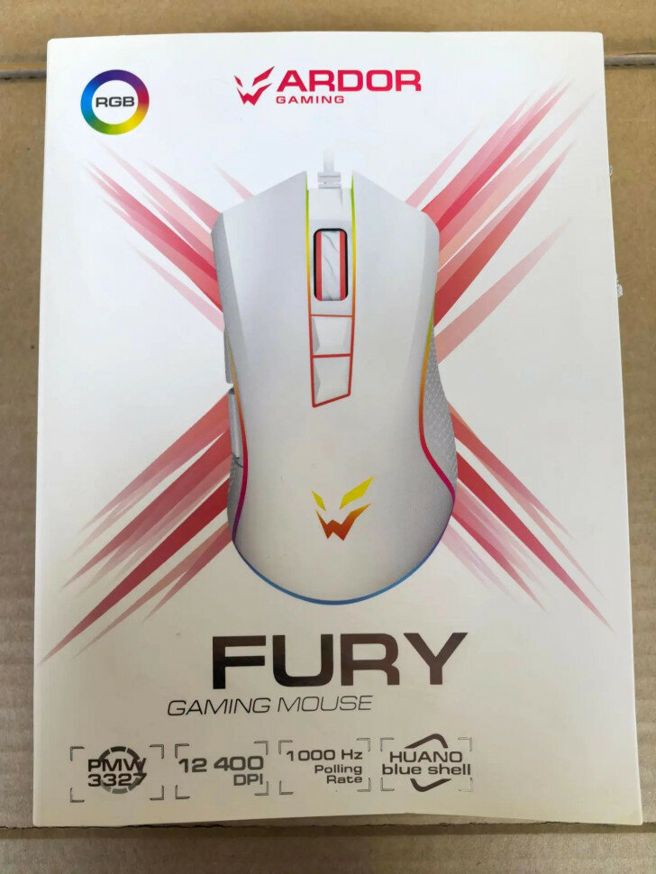 Мышь проводная ARDOR GAMING Fury белый Уценка